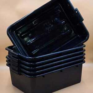 6 PACK 20" x 15" x 7" Black Polypropylene Bus Plastic Restaurant Dishwasher Tub