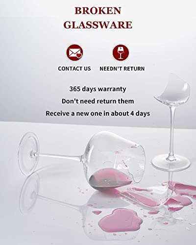 JBHO Hand Blown Italian Style Crystal Bordeaux Wine Glasses - Great Gift Packaging - Red Wine Glasses Lead-Free Premium Crystal Clear Glass - Set of 4-18 Ounce