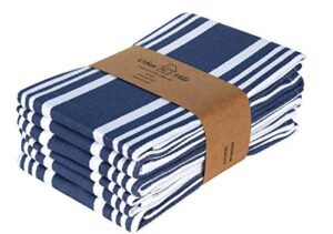 urban villa kitchen towels (20x30 inches 6 pack) extra large premium dish towels for kitchen blue & white dish cloths highly absorbent 100% cotton kitchen hand towels with hanging loop tea towels