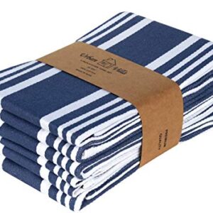 Urban Villa Kitchen Towels (20x30 Inches 6 Pack) Extra Large Premium Dish Towels for Kitchen Blue & White Dish Cloths Highly Absorbent 100% Cotton Kitchen Hand Towels with Hanging Loop Tea Towels