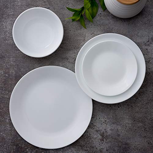 Corelle Vitrelle 8-Piece Appetizer Plates Set, Triple Layer Glass and Chip Resistant, Lightweight Round 6-3/4-inch Plates, Winter Frost White