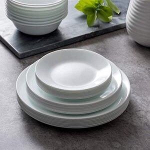 Corelle Vitrelle 8-Piece Appetizer Plates Set, Triple Layer Glass and Chip Resistant, Lightweight Round 6-3/4-inch Plates, Winter Frost White