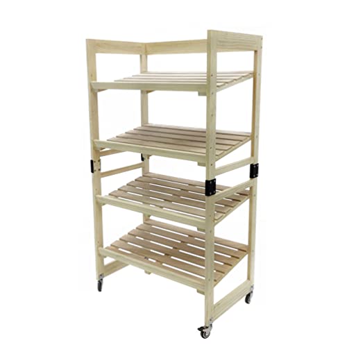 FixtureDisplays® 4-Tier Bakery Bread Rack with Angled Shelves Wooden Display Rack Bread Store Rack 30X18X55" 101143-NPF