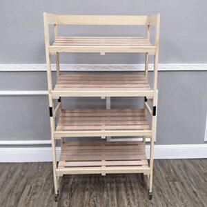 FixtureDisplays® 4-Tier Bakery Bread Rack with Angled Shelves Wooden Display Rack Bread Store Rack 30X18X55" 101143-NPF