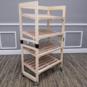 FixtureDisplays® 4-Tier Bakery Bread Rack with Angled Shelves Wooden Display Rack Bread Store Rack 30X18X55" 101143-NPF