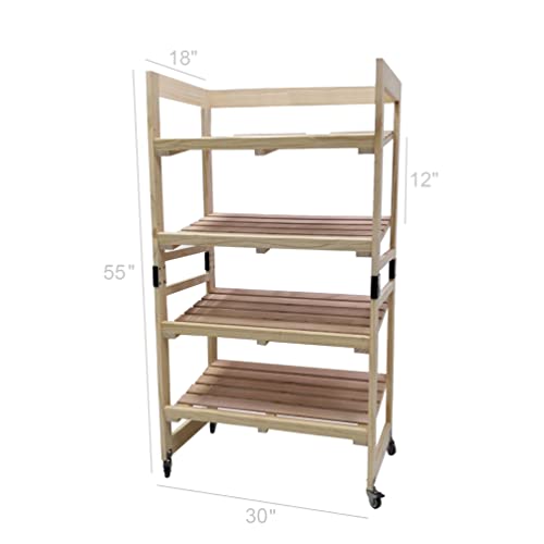 FixtureDisplays® 4-Tier Bakery Bread Rack with Angled Shelves Wooden Display Rack Bread Store Rack 30X18X55" 101143-NPF