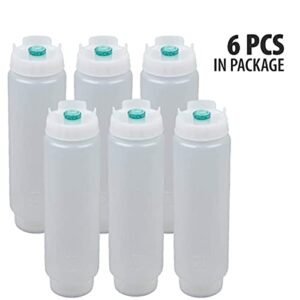 6 PCS 16 OZ Squeeze Plastic Bottles For Edible And Inedible Liquids: Mayonnaise, Mustard, Ketchup, Shampoo, Conditioner, Body Wash – Squeeze Bottles – Reusable Squeezing Bottles