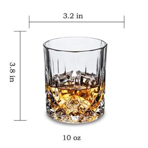 KANARS Old Fashioned Whiskey Glasses with Luxury Box - 10 Oz Rocks Barware For Scotch, Bourbon, Liquor and Cocktail Drinks - Set of 4