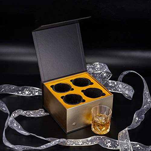 KANARS Old Fashioned Whiskey Glasses with Luxury Box - 10 Oz Rocks Barware For Scotch, Bourbon, Liquor and Cocktail Drinks - Set of 4