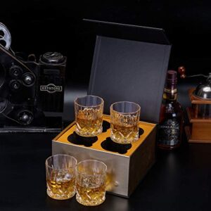 KANARS Old Fashioned Whiskey Glasses with Luxury Box - 10 Oz Rocks Barware For Scotch, Bourbon, Liquor and Cocktail Drinks - Set of 4