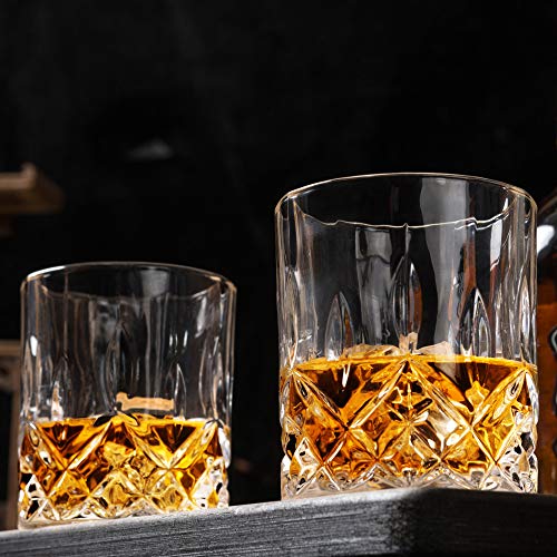 KANARS Old Fashioned Whiskey Glasses with Luxury Box - 10 Oz Rocks Barware For Scotch, Bourbon, Liquor and Cocktail Drinks - Set of 4