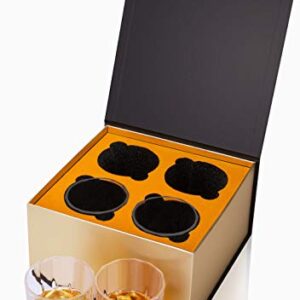 KANARS Old Fashioned Whiskey Glasses with Luxury Box - 10 Oz Rocks Barware For Scotch, Bourbon, Liquor and Cocktail Drinks - Set of 4