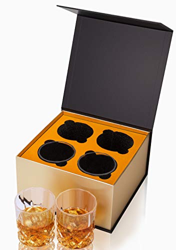 KANARS Old Fashioned Whiskey Glasses with Luxury Box - 10 Oz Rocks Barware For Scotch, Bourbon, Liquor and Cocktail Drinks - Set of 4