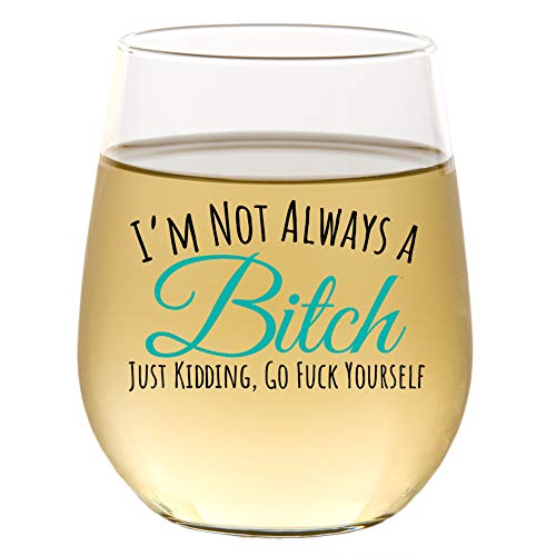 I'm Not Always - Funny Wine Glasses for Women, Cute Wine Glass for Best Friend Gift, Funny Gift for Her, Stemless 15oz, Gift Box, Birthday Gifts for Women or Men, Unique, for Girlfriend, Sister, BFF