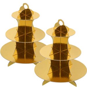 my party time 3-tier cardboard gold cupcake stand/tower 2-set (available in 10 colors)