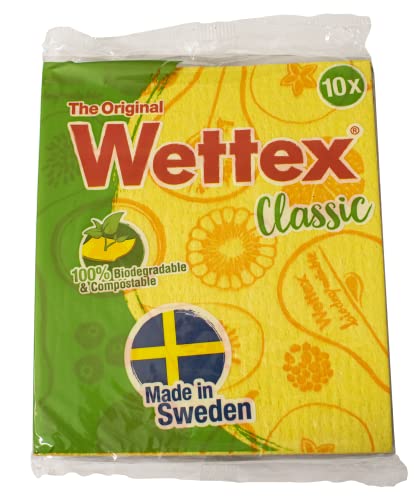 Wettex The Original 10 Pack Swedish Dishcloth for Kitchen - Eco Friendly Reusable Paper Towels - Assorted Dish Cloths for Washing Dishes