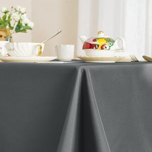 RYB HOME Waterproof Table Cloth for 6 ft Rectangle Tablecloth Scratch Resistant, Wrinkle Free and Spillproof Washable Polyester Table Cover Dining Buffet Banquet Restaurant, 60 x 84 inch, Grey