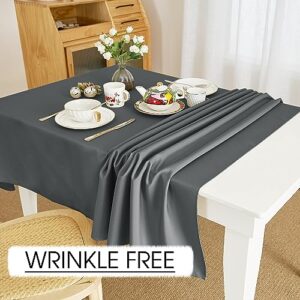 RYB HOME Waterproof Table Cloth for 6 ft Rectangle Tablecloth Scratch Resistant, Wrinkle Free and Spillproof Washable Polyester Table Cover Dining Buffet Banquet Restaurant, 60 x 84 inch, Grey