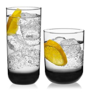 libbey polaris 16-piece tumbler and rocks glass set, smoke