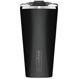 brümate imperial pint - 20oz 100% leak-proof insulated tumbler with lid - double wall vacuum stainless steel - shatterproof - travel & camping tumbler for beer, cocktails, coffee & tea (matte black)