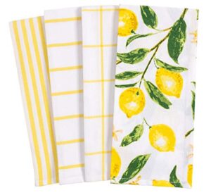 kaf home pantry lemons all over kitchen dish towel set of 4, 100-percent cotton, 18 x 28-inch