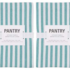 KAF Home Mixed Flat & Terry Kitchen Towels | Set of 6 18 x 28 Inches | 4 Flat Weave Towels for Cooking and Drying Dishes and 2 Terry Towels, for House Cleaning and Tackling Messes and Spills (Teal)