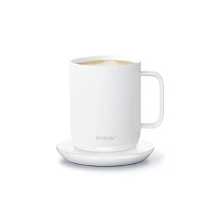 ember temperature control smart mug 2, 10 oz, app-controlled heated coffee mug with 80 min battery life and improved design, white