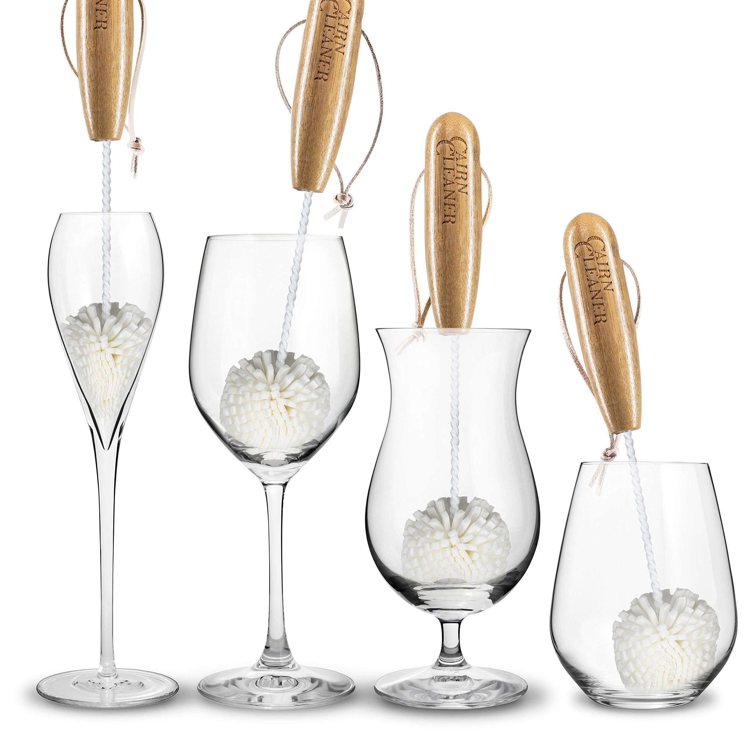 CairnCleaner Whiskey Tasting Glass Brush - Also for wine glasses and champagne flutes, Natural Bamboo