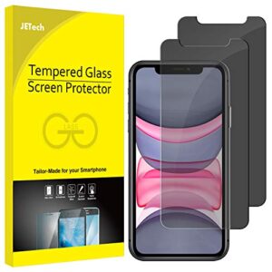 jetech privacy screen protector for iphone 11 and iphone xr 6.1-inch, anti spy tempered glass film, 2-pack