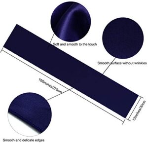 ANECO 4 Pack Satin Table Runner 12 x 108 Inch Long Bright Silk and Smooth Fabric Party Table Runner for Wedding Banquet Party Decoration- Navy Blue