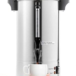 SYBO 2022 UPGRADE SR-CP-50B Commercial Grade Stainless Steel Percolate Coffee Maker Hot Water Urn for Catering, 50-Cup 8 L, Metallic