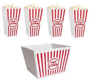 retro popcorn set bowl plastic classic tub red & white striped container container movie theater bucket reusable set of 5