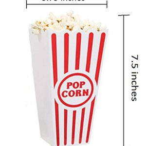 Retro Popcorn Set Bowl Plastic Classic Tub Red & White Striped Container Container Movie Theater Bucket Reusable Set Of 5