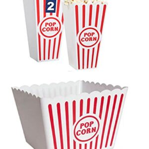 Retro Popcorn Set Bowl Plastic Classic Tub Red & White Striped Container Container Movie Theater Bucket Reusable Set Of 5