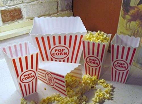 Retro Popcorn Set Bowl Plastic Classic Tub Red & White Striped Container Container Movie Theater Bucket Reusable Set Of 5