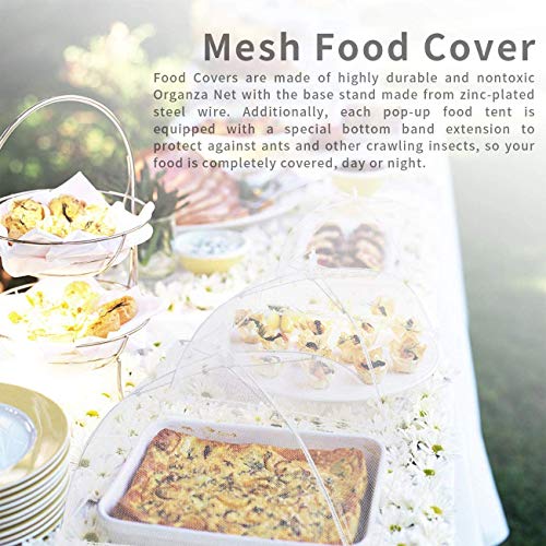 Homealexa Mesh Food Nets Fruit Cover Net 6 Pack, 17 Inch Large and Strong Collapsible Mesh Cake Covers Net, Mesh Food Covers Umbrella for Keeping Out Flies Bugs Mosquitos Food Cover Net