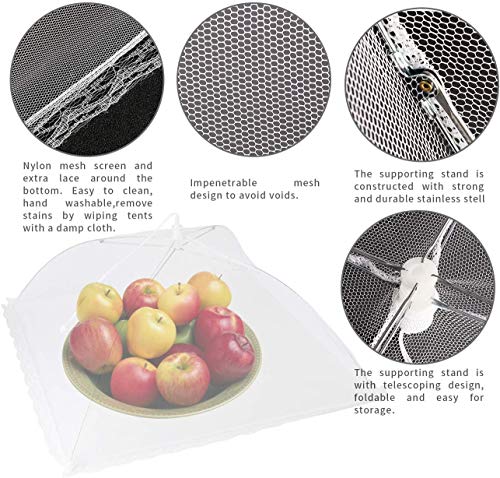 Homealexa Mesh Food Nets Fruit Cover Net 6 Pack, 17 Inch Large and Strong Collapsible Mesh Cake Covers Net, Mesh Food Covers Umbrella for Keeping Out Flies Bugs Mosquitos Food Cover Net