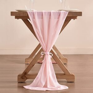 Socomi 10ft Blushing Pink Chiffon Table Runner 29x120 Inches Wedding Runner Sheer Bridal Shower Decorations