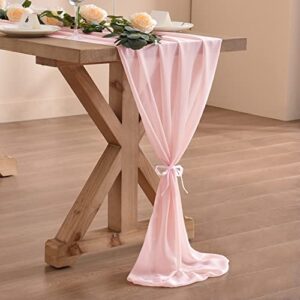 Socomi 10ft Blushing Pink Chiffon Table Runner 29x120 Inches Wedding Runner Sheer Bridal Shower Decorations