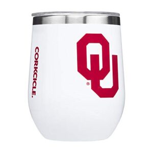 stemless - 12oz ncaa triple insulated stainless steel stemless wine glass, university of oklahoma sooners, big logo