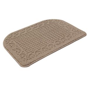 27x18 inch anti fatigue kitchen rug mats are made of 100% polypropylene half round rug cushion specialized in anti slippery and machine washable (beige 1 pc)