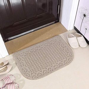 27X18 Inch Anti Fatigue Kitchen Rug Mats are Made of 100% Polypropylene Half Round Rug Cushion Specialized in Anti Slippery and Machine Washable (Beige 1 pc)