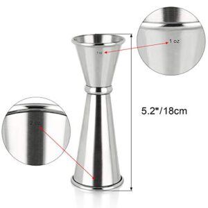 3PCS Double Jigger & Cocktail Jiggers Stainless Steel 1 Ounce X 2 Ounce Alcohol Measuring Tools