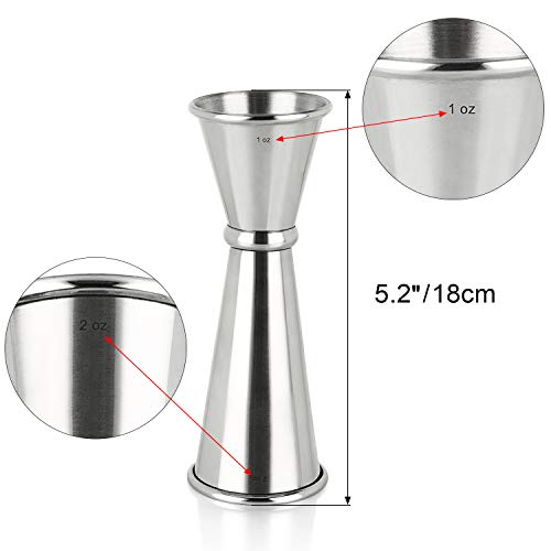 3PCS Double Jigger & Cocktail Jiggers Stainless Steel 1 Ounce X 2 Ounce Alcohol Measuring Tools