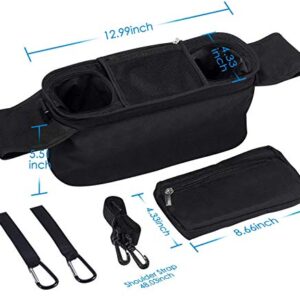 Lupantte Universal Stroller Organizer with 2 Insulated Cup Holders, Stroller Accessories, for Carrying Diaper, iPhone, Toys & Snacks, Fits Britax, Uppababy, Baby Jogger, and BOB Stroller