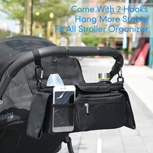 Lupantte Universal Stroller Organizer with 2 Insulated Cup Holders, Stroller Accessories, for Carrying Diaper, iPhone, Toys & Snacks, Fits Britax, Uppababy, Baby Jogger, and BOB Stroller