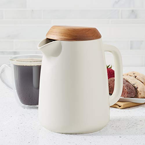 BonJour Wayfarer Ceramic Coffee Pot, 34 Ounce, Matte White