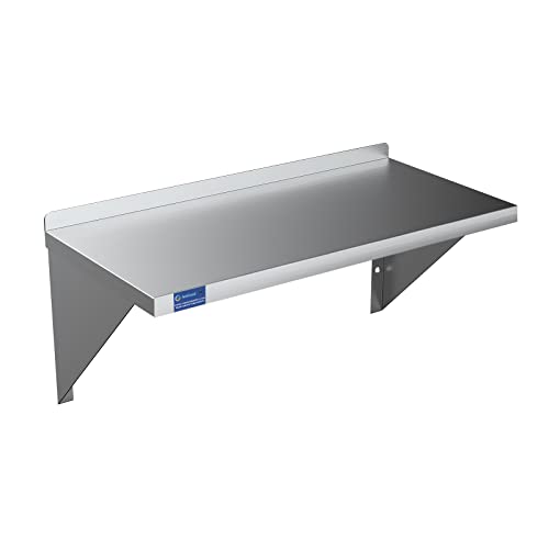 AmGood 14" Width x 30" Length | Stainless Steel Wall Shelf | Square Edge | Metal Shelving | Heavy Duty | Commercial Grade | Wall Mount | NSF Certified