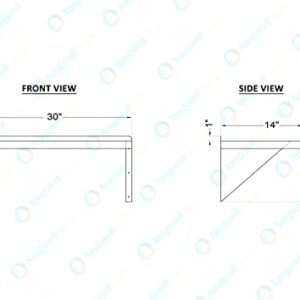 AmGood 14" Width x 30" Length | Stainless Steel Wall Shelf | Square Edge | Metal Shelving | Heavy Duty | Commercial Grade | Wall Mount | NSF Certified