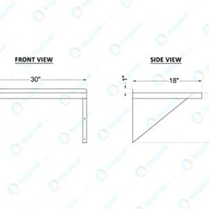 AmGood 18" Width x 30" Length | Stainless Steel Wall Shelf | Square Edge | Metal Shelving | Heavy Duty | Commercial Grade | Wall Mount | NSF Certified